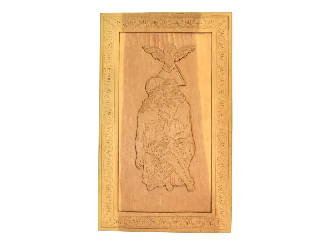 Vintage Holy Trinity Hand Carved Wood Plaque Wall Sculpture - Etsy