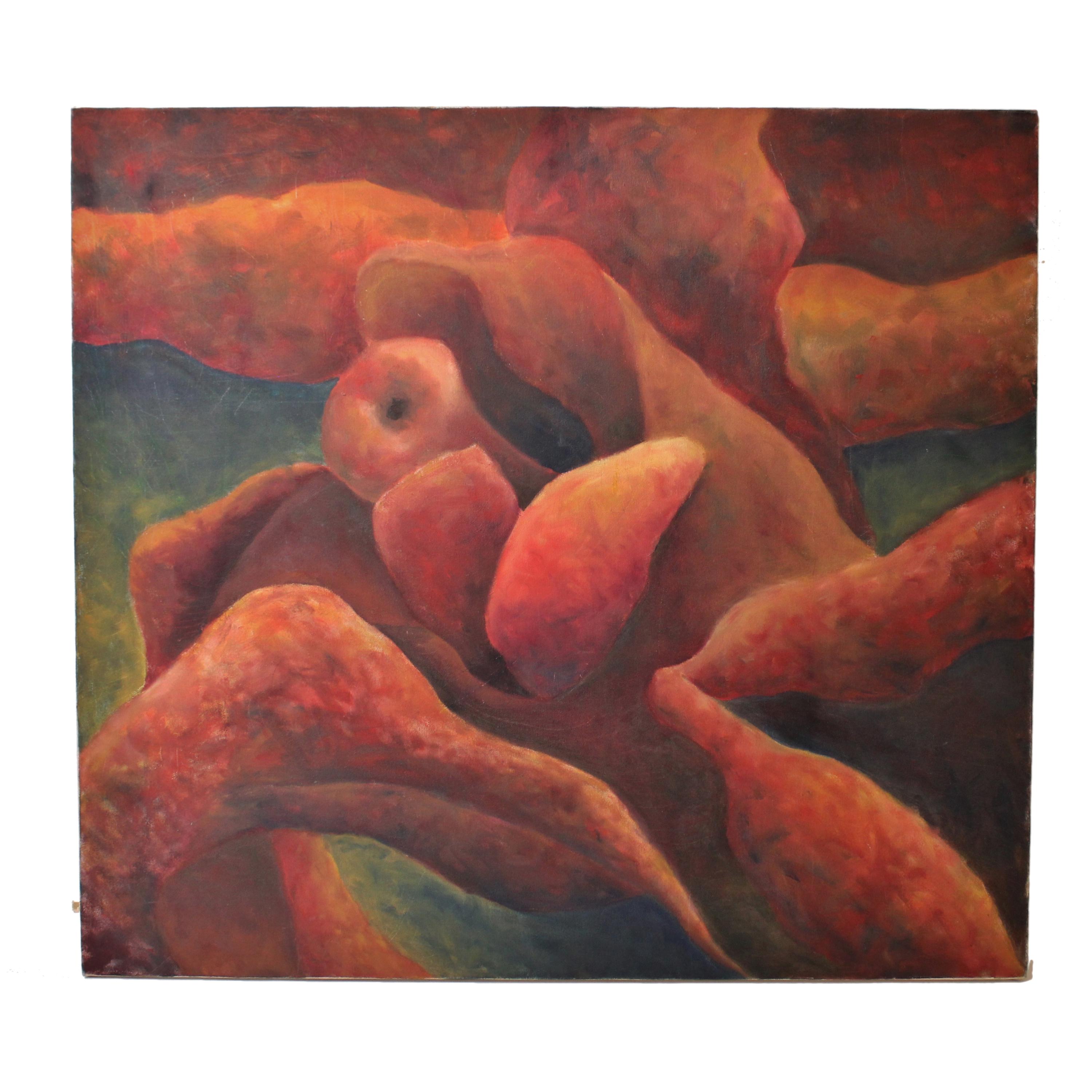 Vintage Mid Century Modern Biomorphic Unraveled Peeled Fruit Abstract ...