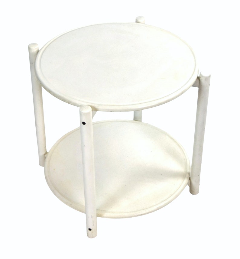 Vintage Danish Modern White Painted Round Side Table by Hyllinge Mobler ...