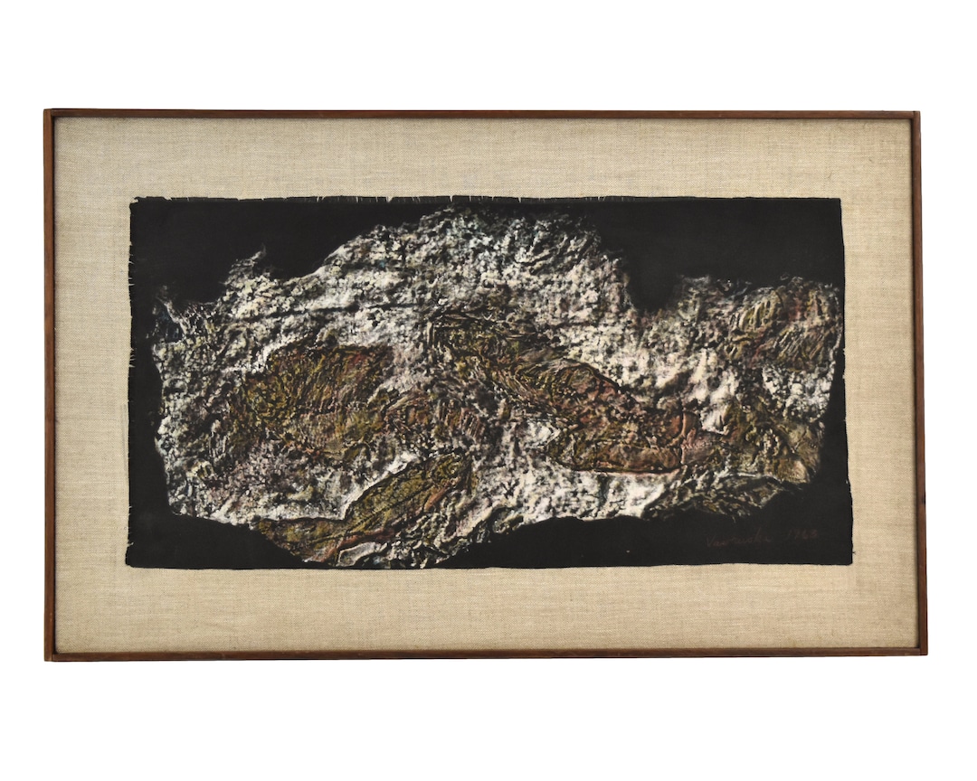 Vintage 1963 Mid-century Modern Fossilized Fish Screenprint Frank ...