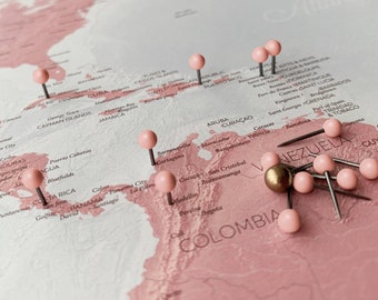Pink World Map - Etsy