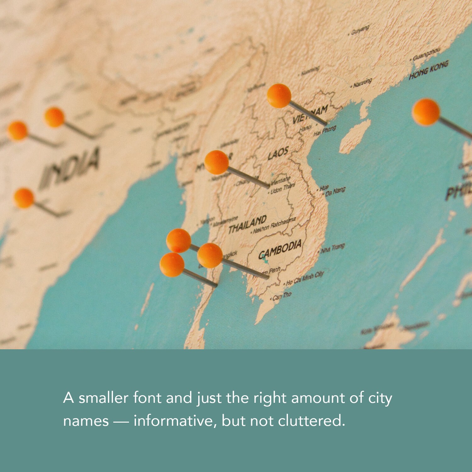 Push Pin World Map Poster- Turquoise World Map- Travel Map- World Map ...