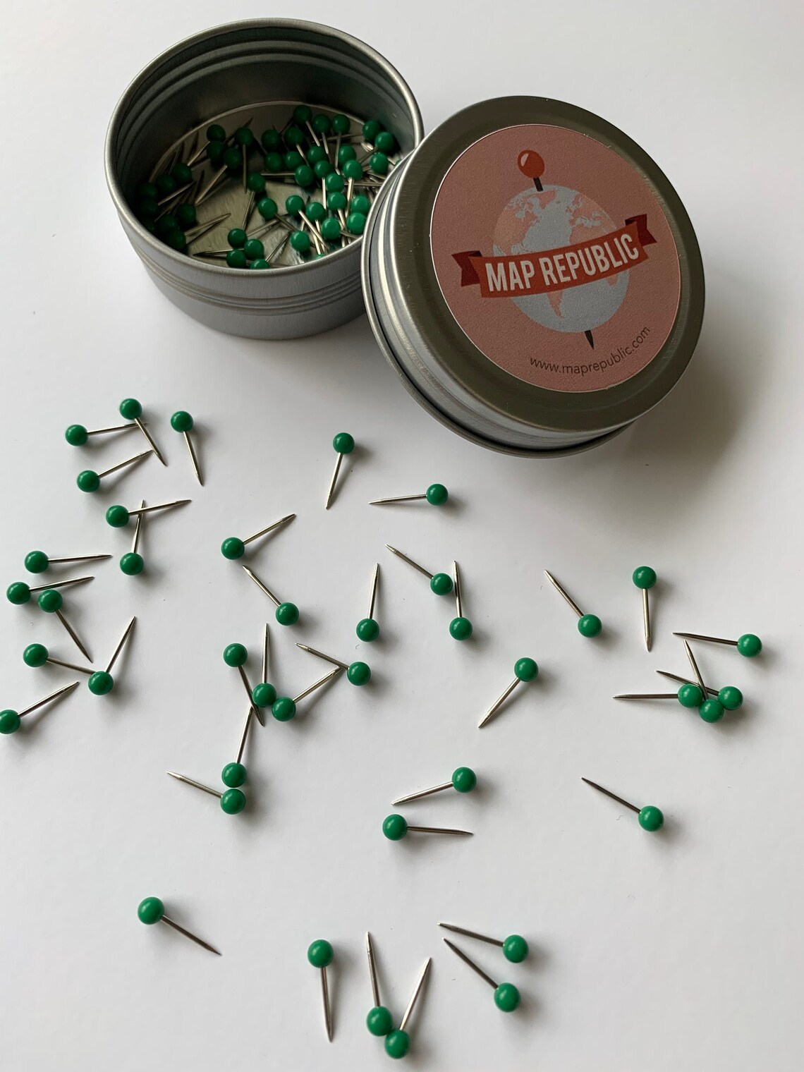 100 Push Pins for Travel Maps Green Push Pins for World | Etsy