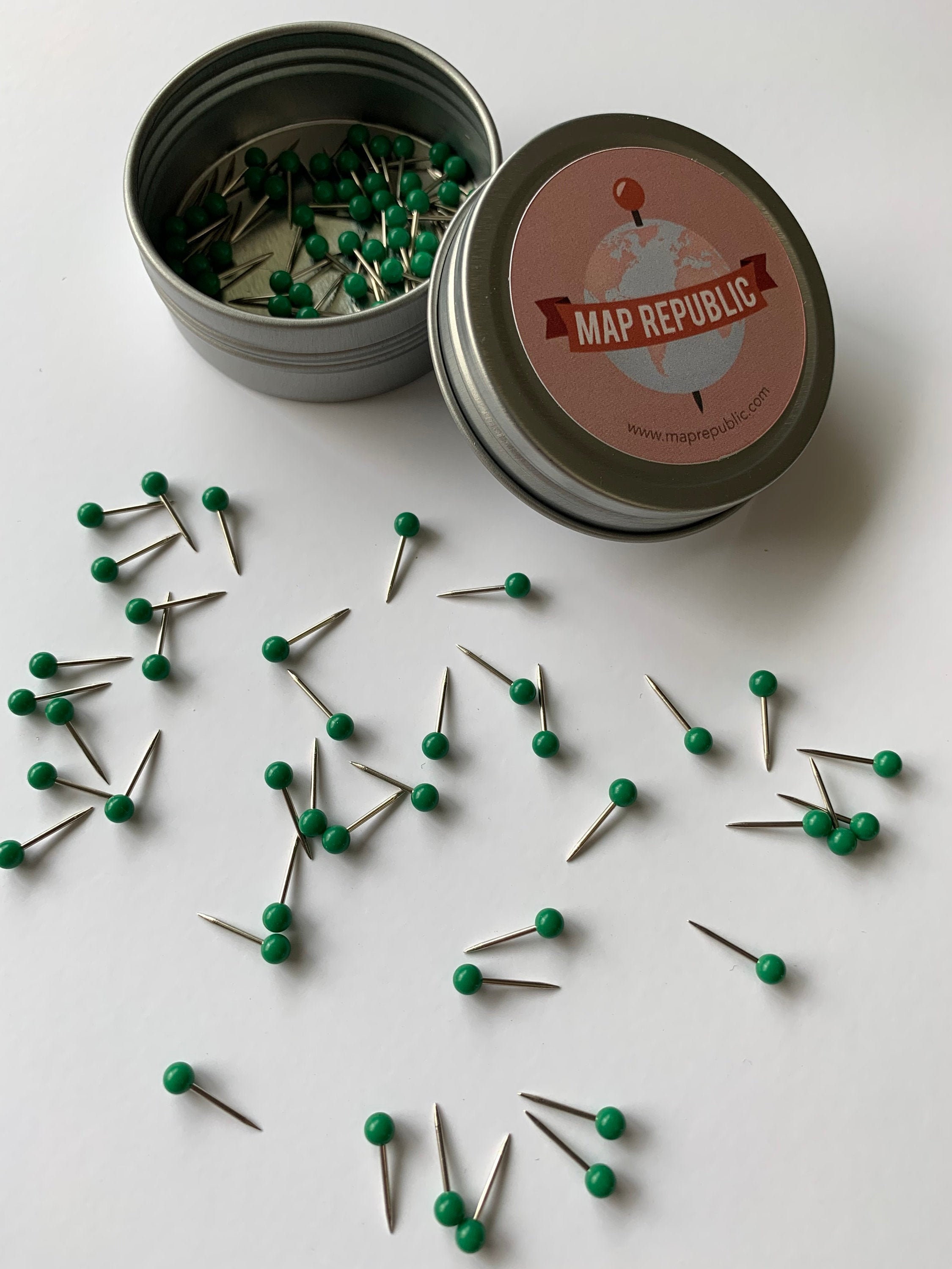 100 Push Pins for Travel Maps Green Push Pins for World | Etsy
