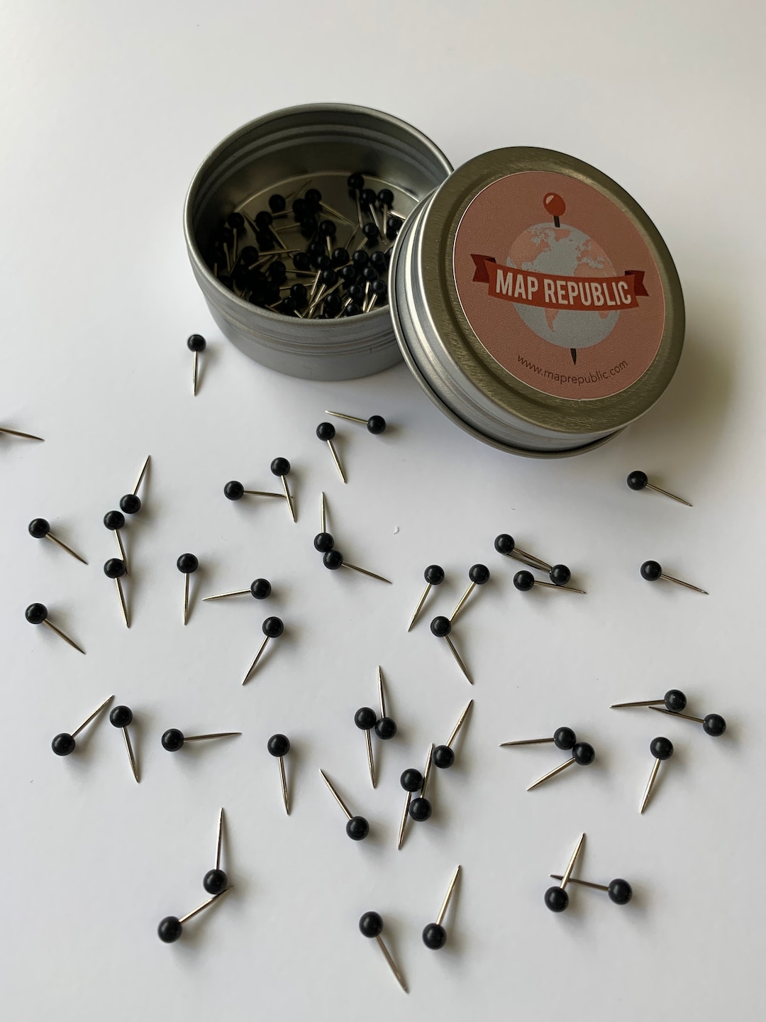 100 Push Pins for Travel Maps- Black Push Pins for World Travel Map ...