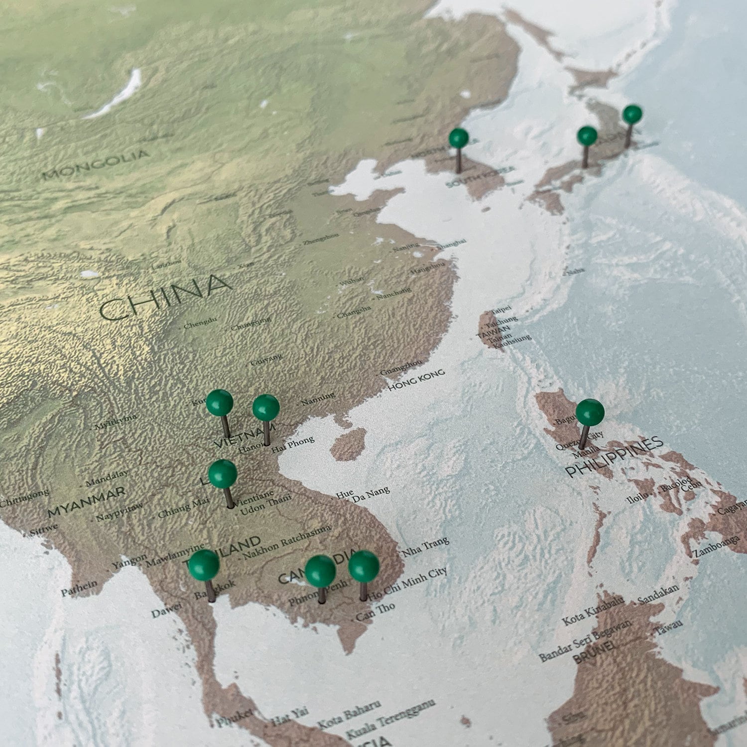100 Push Pins for Travel Maps- Green Push Pins for World Travel Map ...