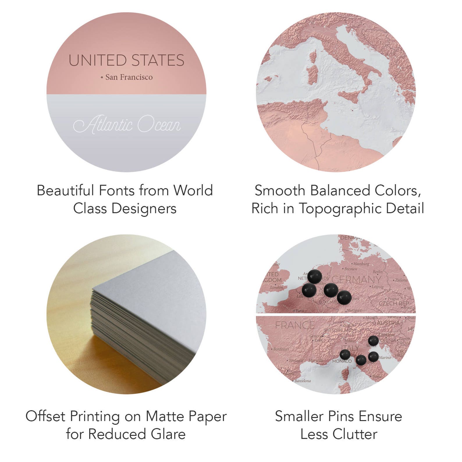 Push Pin World Map Framed Pink World Map World Map Push Pin | Etsy