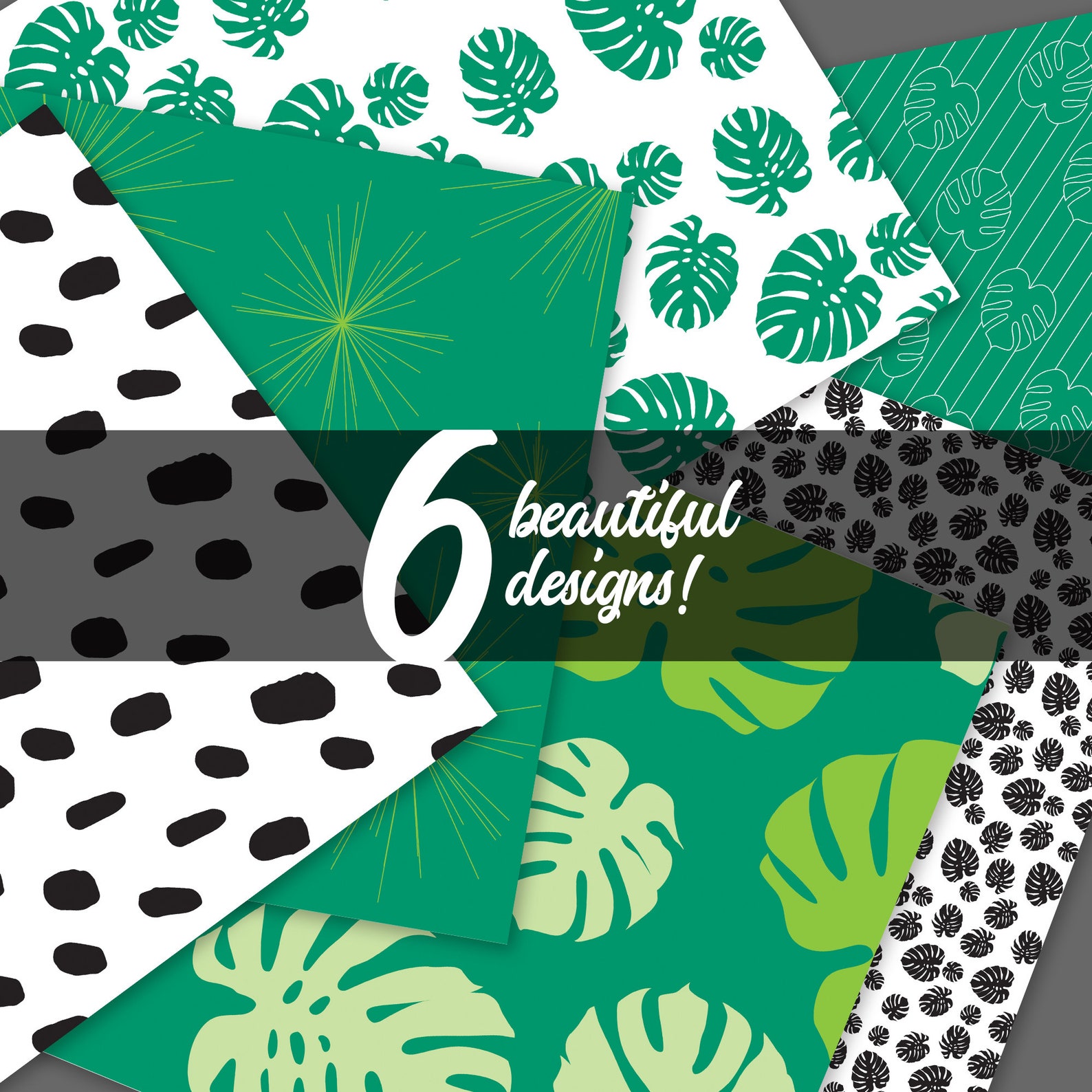 Monstera Digital Paper Pack | Digital Scrapbook Paper | Leaves | Plants ...