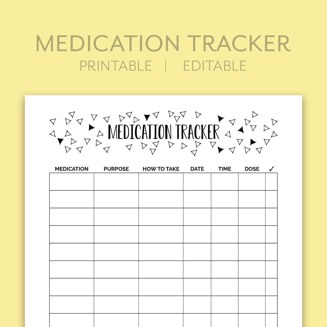 Medication Tracker | Editable PDF | Instant Download | Triangles - Etsy