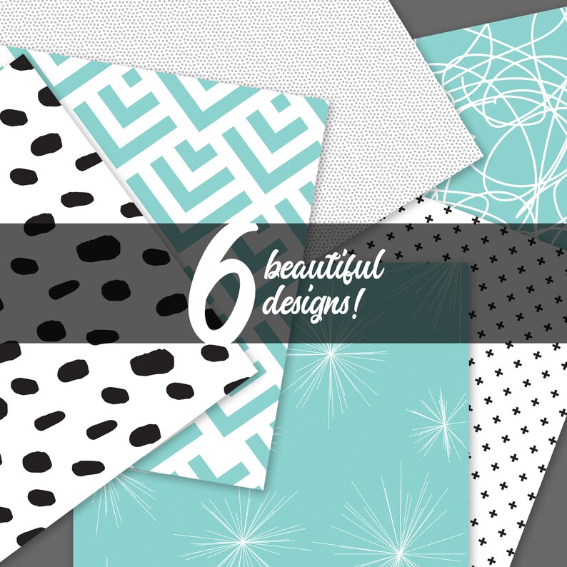 Turquoise Digital Paper Pack | Digital Scrapbook Paper | Turquoise ...