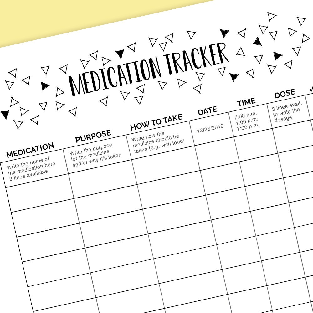 Medication Tracker | Editable PDF | Instant Download | Triangles - Etsy