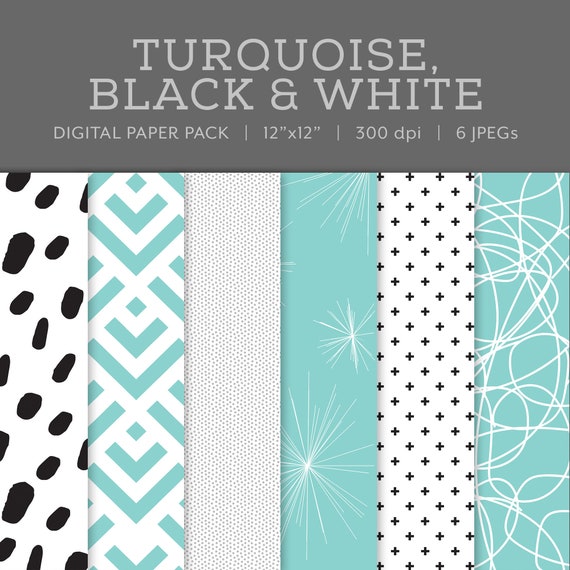 Turquoise Digital Paper Pack Digital Scrapbook Paper | Etsy