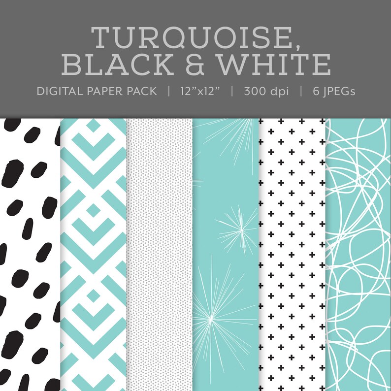 Turquoise Digital Paper Pack Digital Scrapbook Paper - Etsy