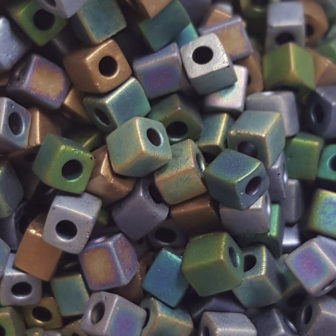 Miyuki 4mm Squares Japanese Beads - Matte Heavy Metals Mix - 20 Grams ...