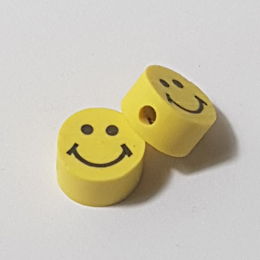 Yellow Polymer Clay Smiley Face Beads Approx 10x5mm - Select 20 or 50 ...