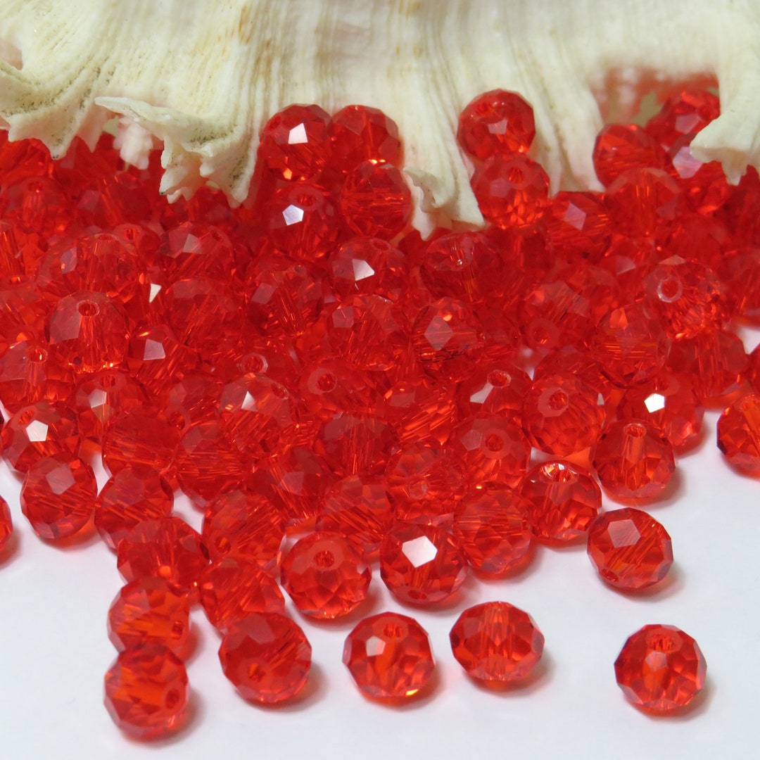 Red Faceted Crystal Rondelle Beads- Select From 4x3mm (100 Pcs), 6x4mm ...