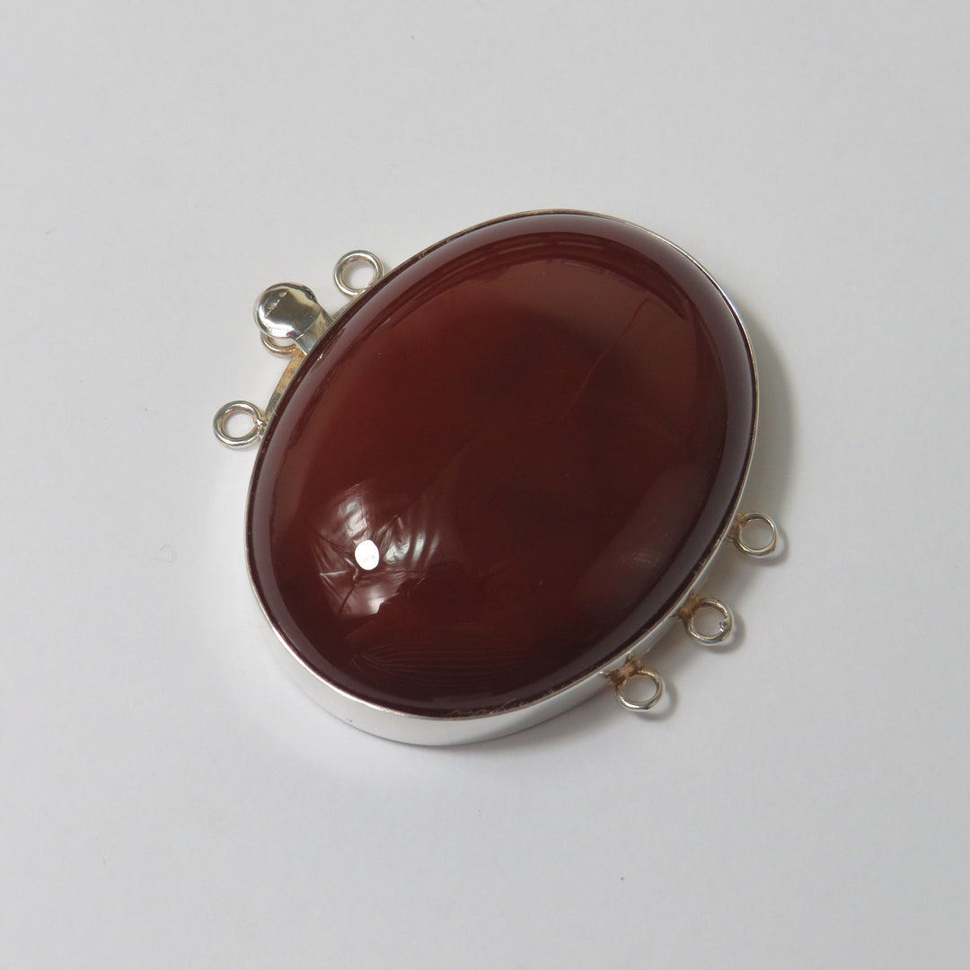 40.6mm X 40mm Three Strand Sterling Silver Push Clasp With Carnelian ...