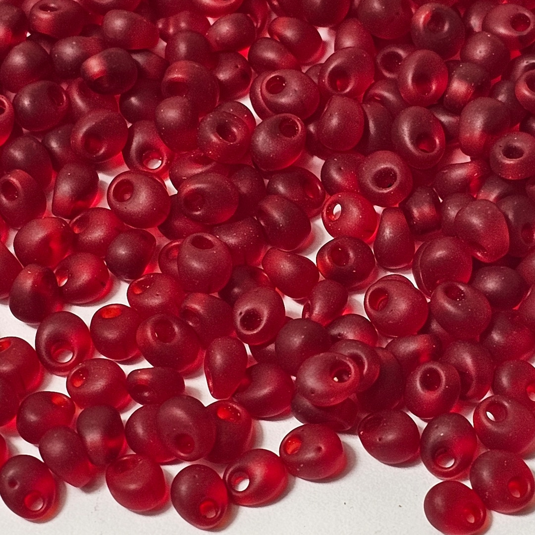 4mm Miyuki Matte Transparent Ruby Magatama Japanese Seed Beads, 20 ...