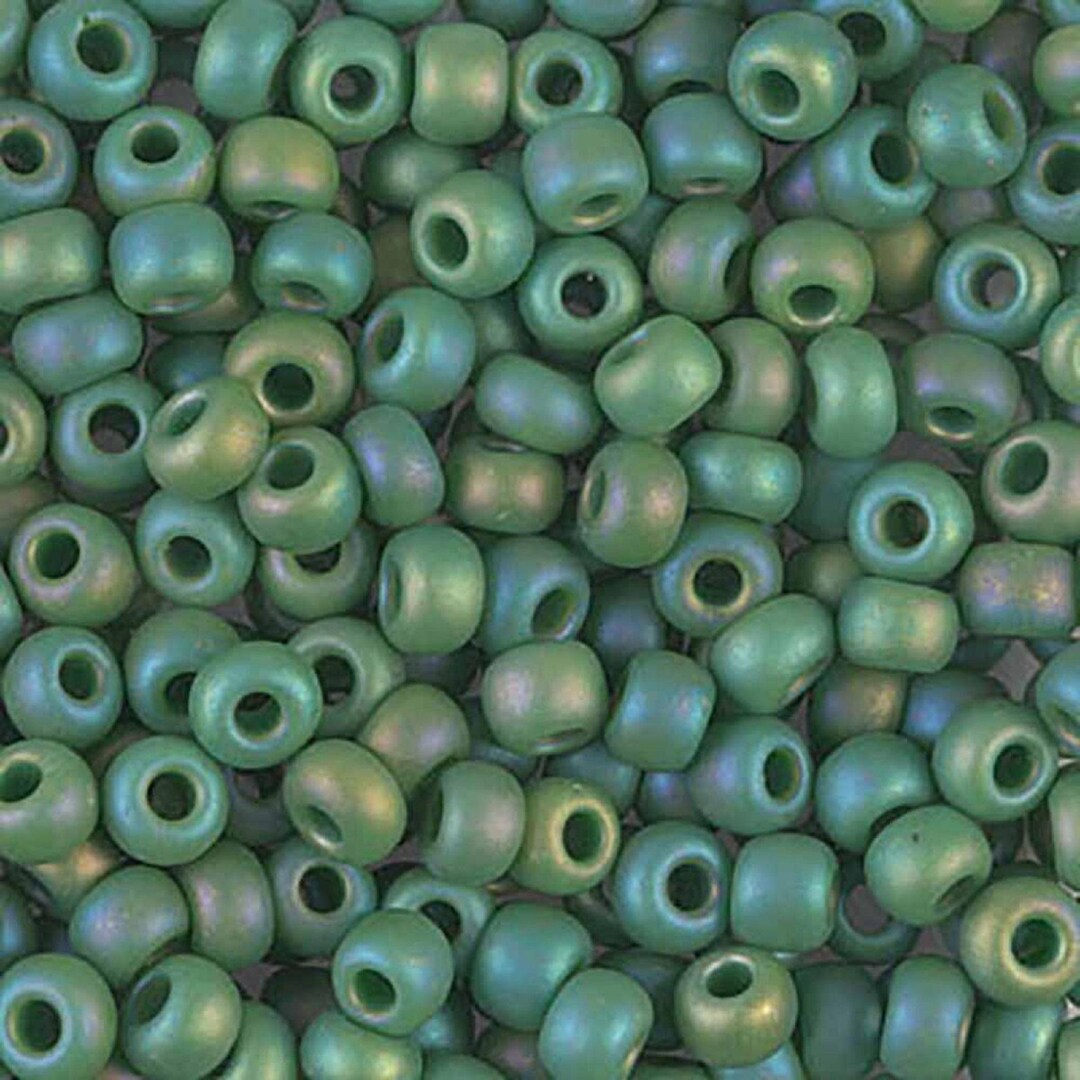 Miyuki Matte Opaque Green AB #9411FR Glass Seed Beads, 20 Grams ...