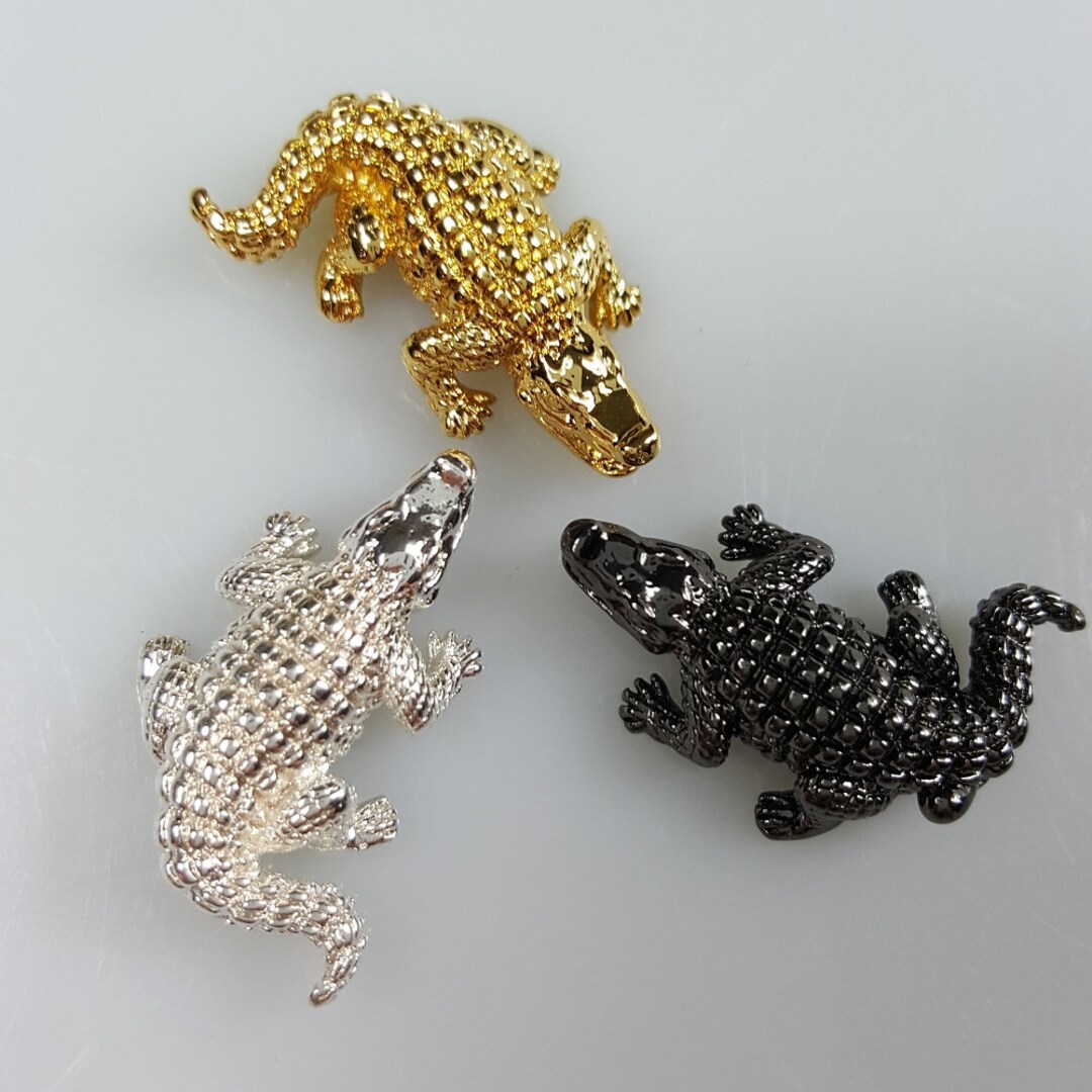 24x17x6mm Brass Crocodile Beads, 4 Pieces - Select Gold, Silver or ...