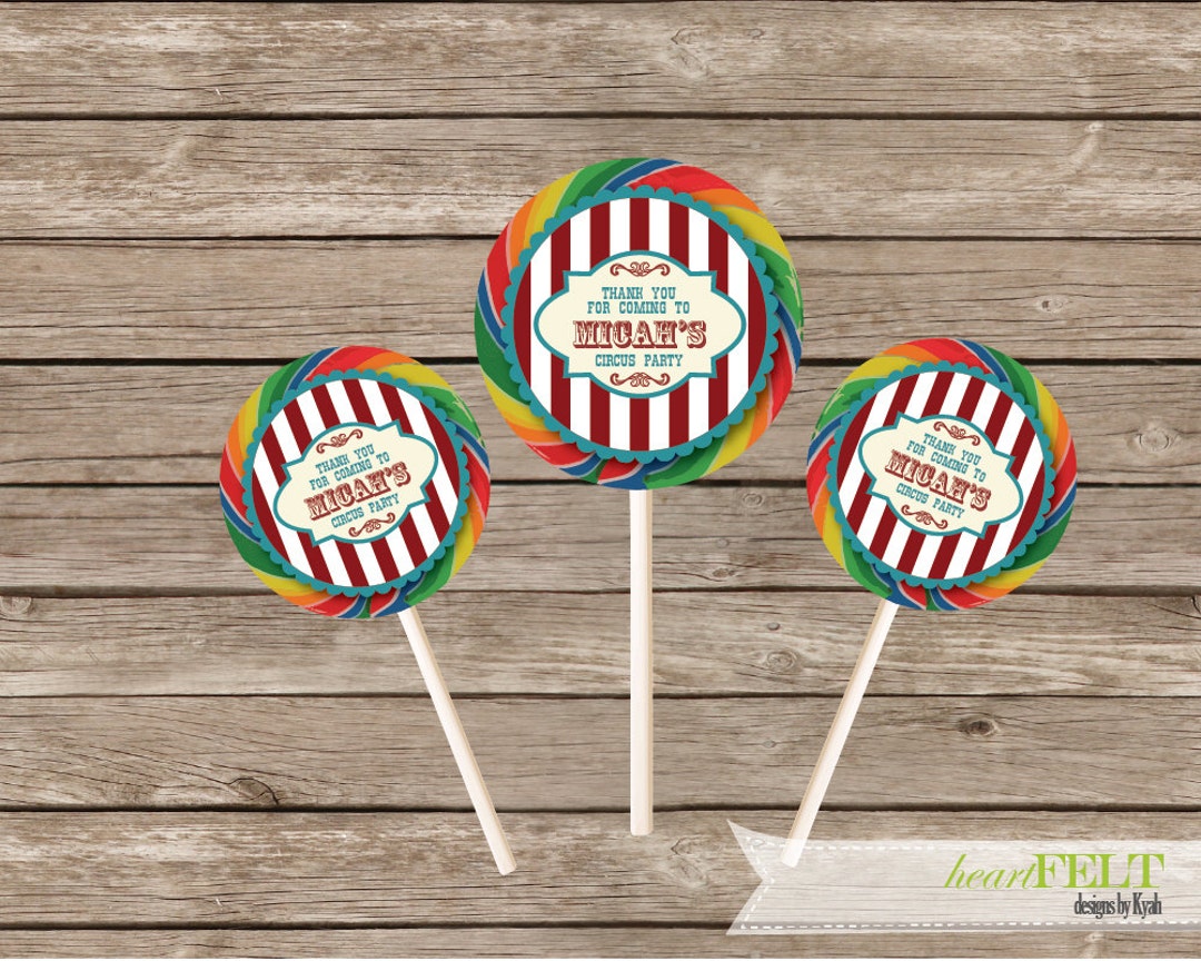 Vintage Circus / Carnival Lollipop Sticker / Favour / Favor Tag ...