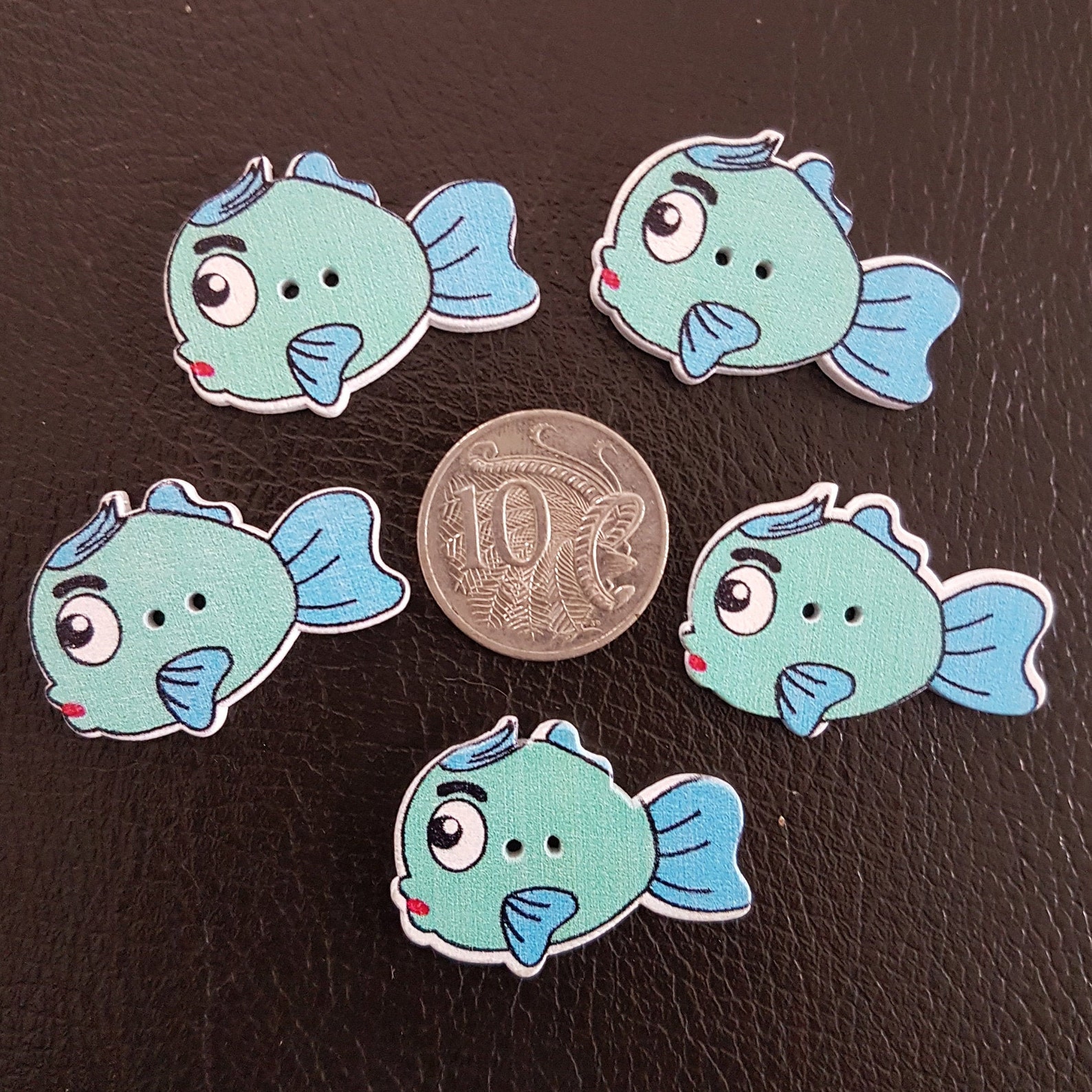 Fish Shaped Buttons Various Colours Wood Buttons packs of | Etsy