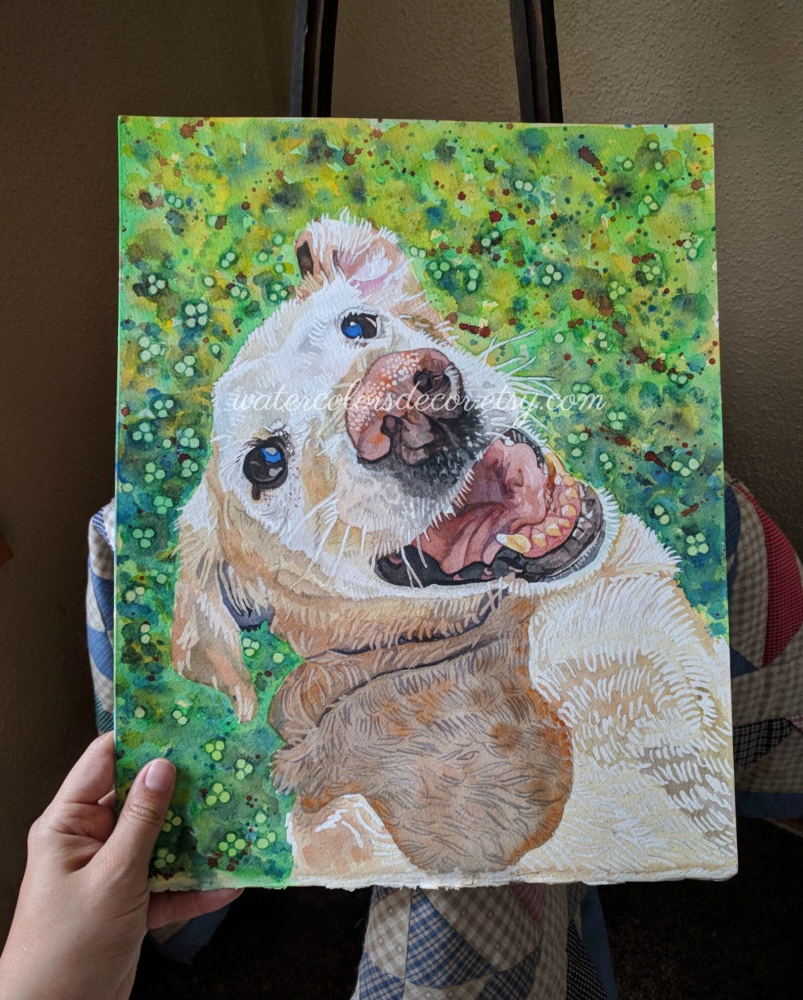 Original White Lab Watercolor Painting 11x14 Dog Portrait Pet Memorial ...