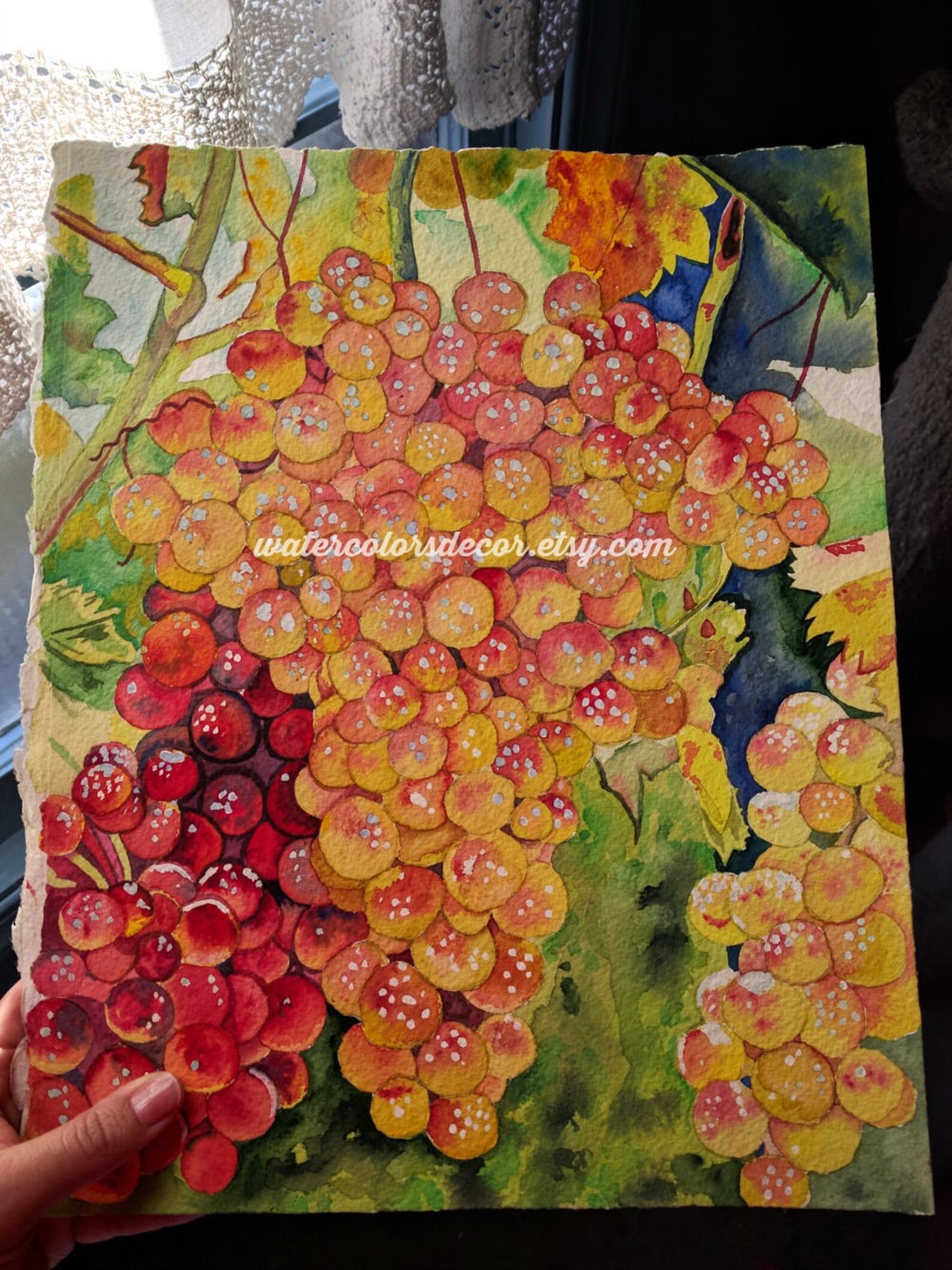 Water Color : Original Grapevine Watercolor Painting. Grape Painting ...