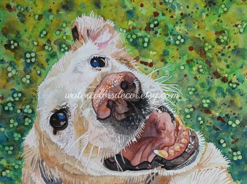 Original White Lab Watercolor Painting 11x14 Dog Portrait Pet Memorial ...
