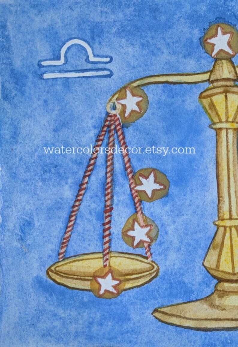 Original Libra Constellation Watercolor Painting 5x7 Zodiac - Etsy