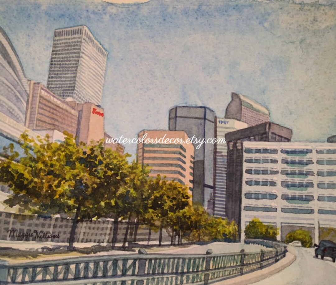 Original Denver Colorado Watercolor. Denver Skyline. Watercolor City ...