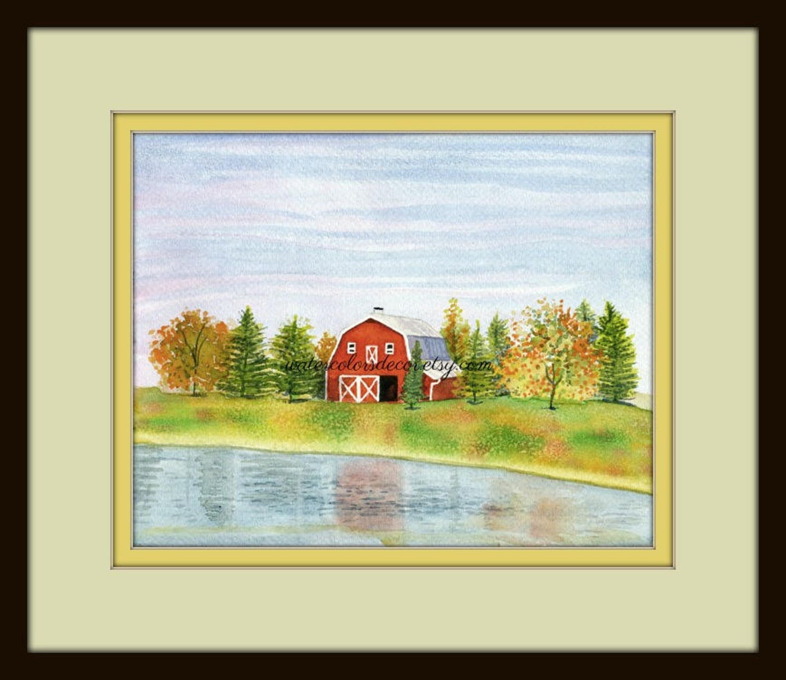 Original Fall Barn Landscape Watercolor Painting. Barn Painting ...