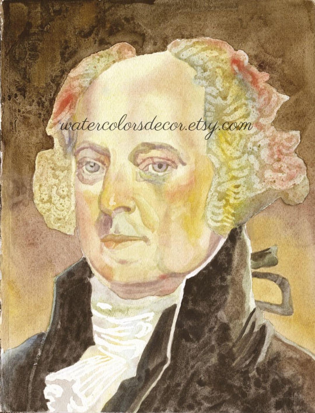 Original John Adams Watercolor Portrait. President Painting. Colonial ...