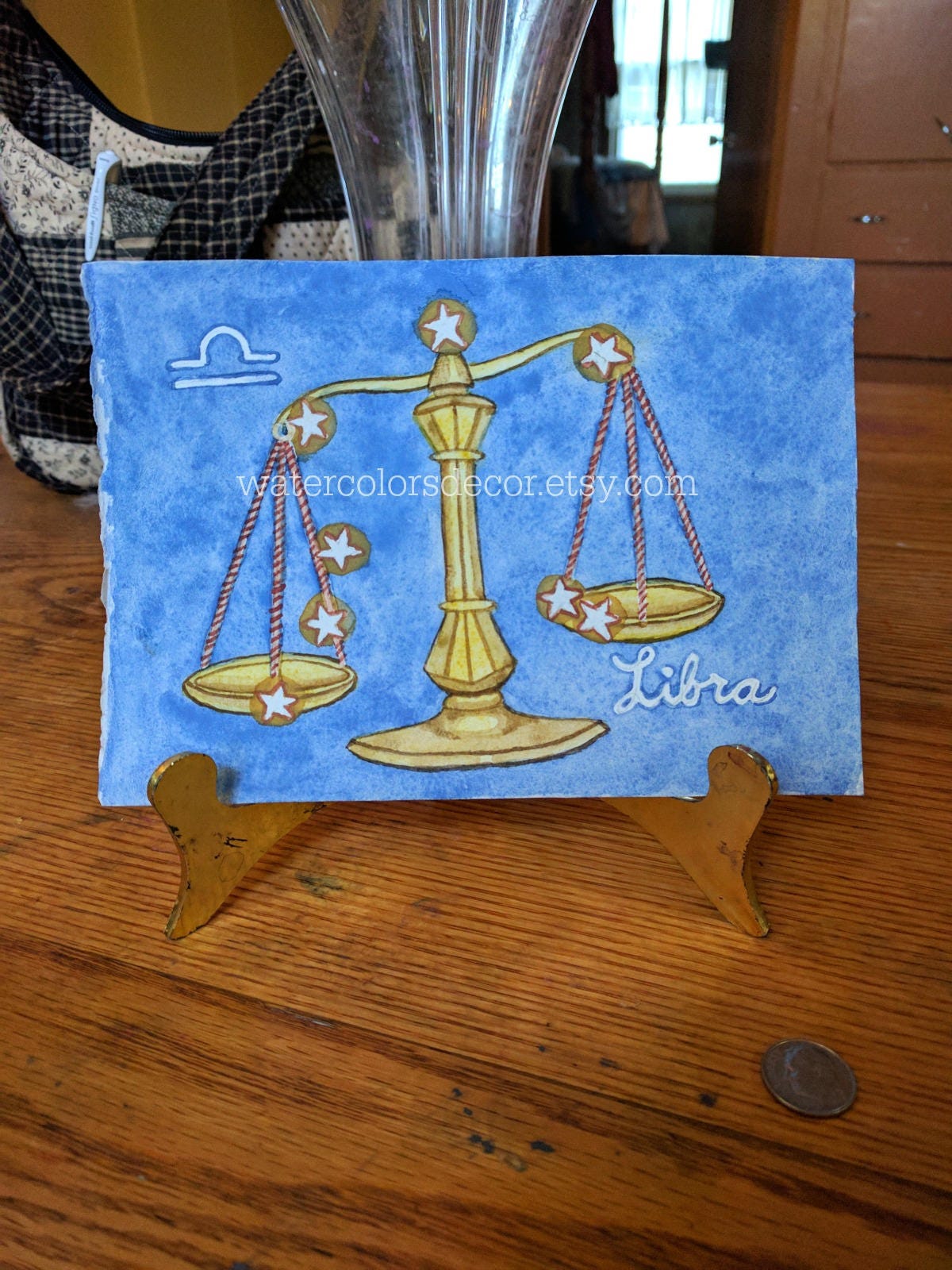 Original Libra Constellation Watercolor Painting 5x7 Zodiac Art ...