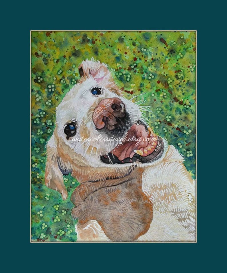 Original White Lab Watercolor Painting 11x14 Dog Portrait Pet Memorial ...