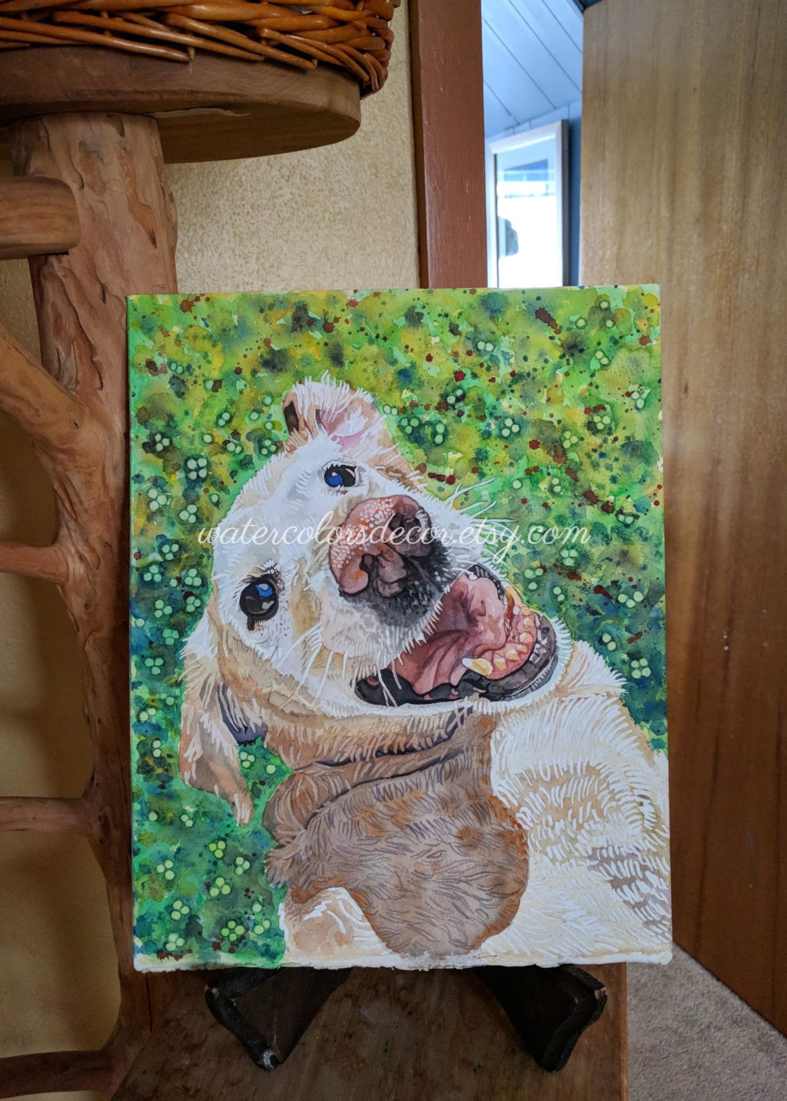 Original White Lab Watercolor Painting 11x14 Dog Portrait Pet Memorial ...