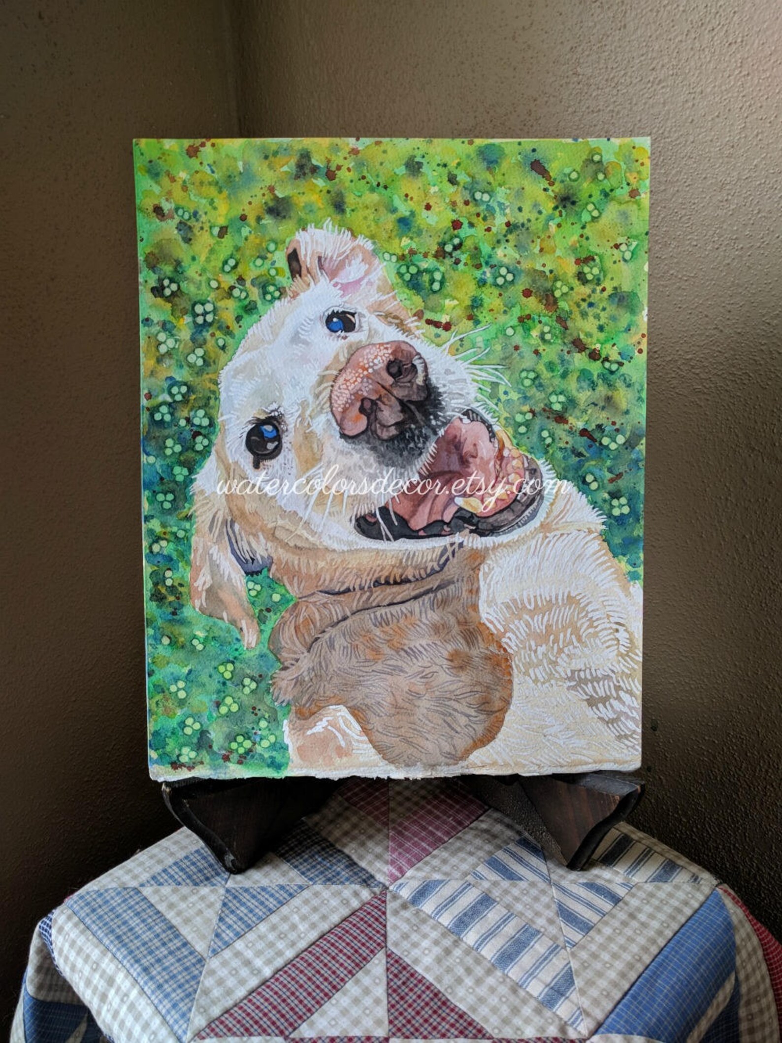 Original White Lab Watercolor Painting 11x14 Dog Portrait Pet Memorial ...