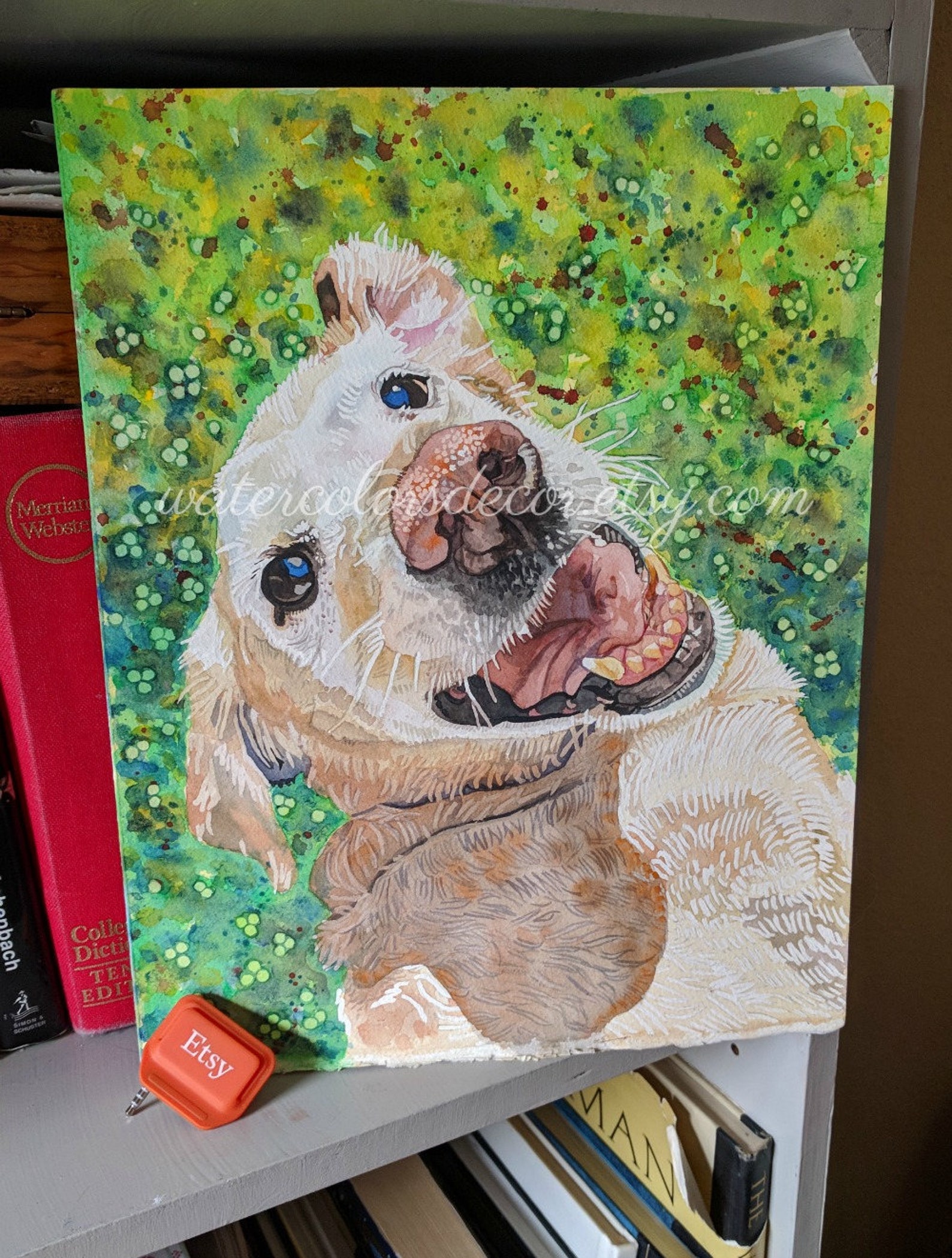 Original White Lab Watercolor Painting 11x14 Dog Portrait Pet Memorial ...