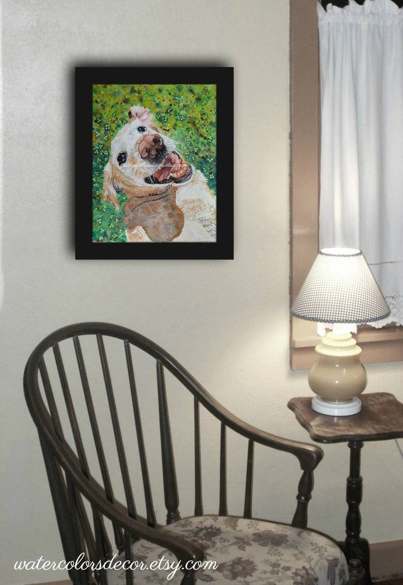 Original White Lab Watercolor Painting 11x14 Dog Portrait Pet Memorial ...