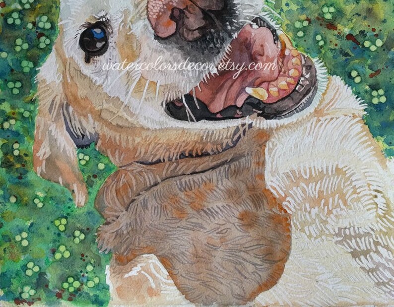 Original White Lab Watercolor Painting 11x14 Dog Portrait Pet Memorial ...