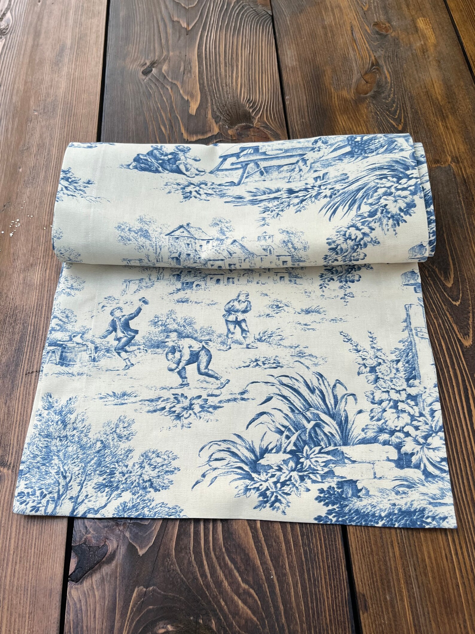 Blue Table Runner Passover Table Runner Toile Table Runner - Etsy