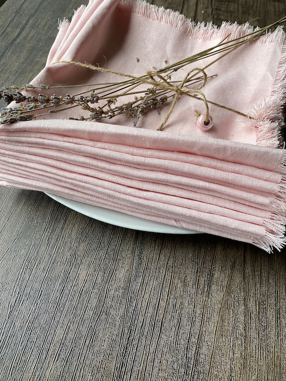 Cottage Core Napkins Frayed Edges Napkins Pink Napkins | Etsy