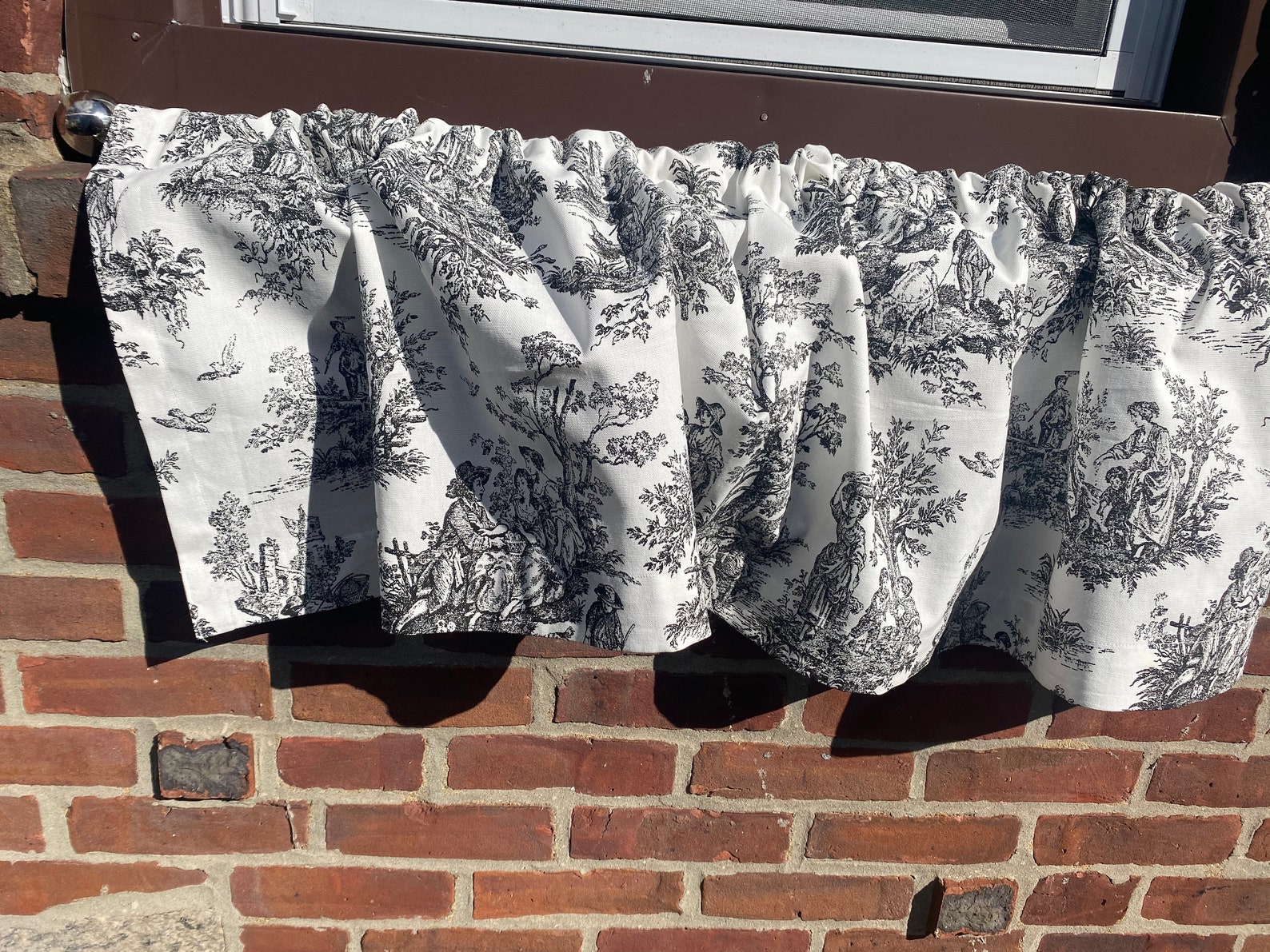 Black and white Window Valance Window Toppers Toile Valance | Etsy