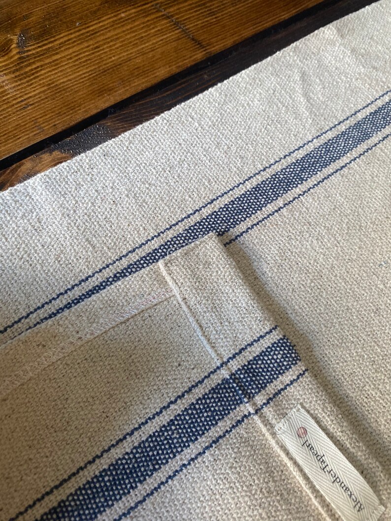 Rustic Grain Sack Table Runner: Cream & Navy Stripes - Etsy