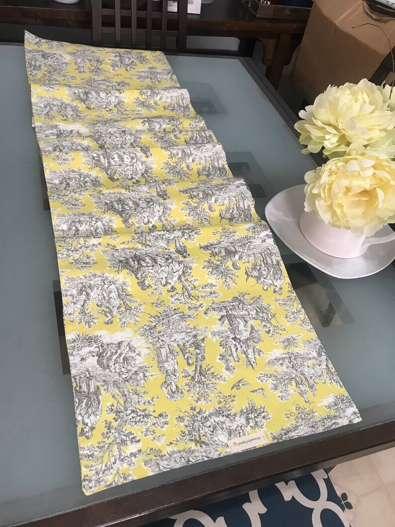 Toile Table Runner extra Long Runner yellow Table Runners - Etsy