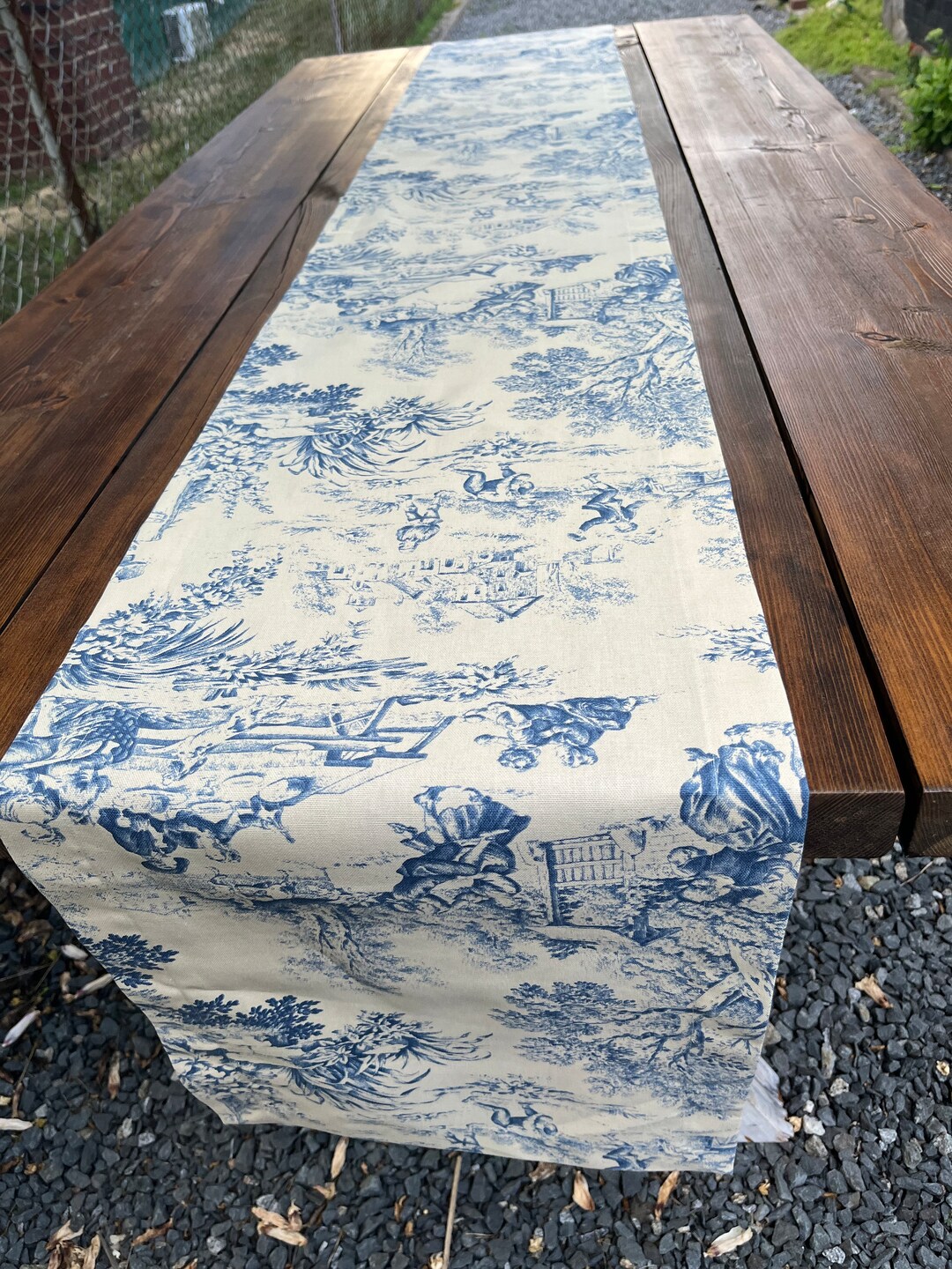Blue Table Runner Passover Table Runner Toile Table Runner French ...
