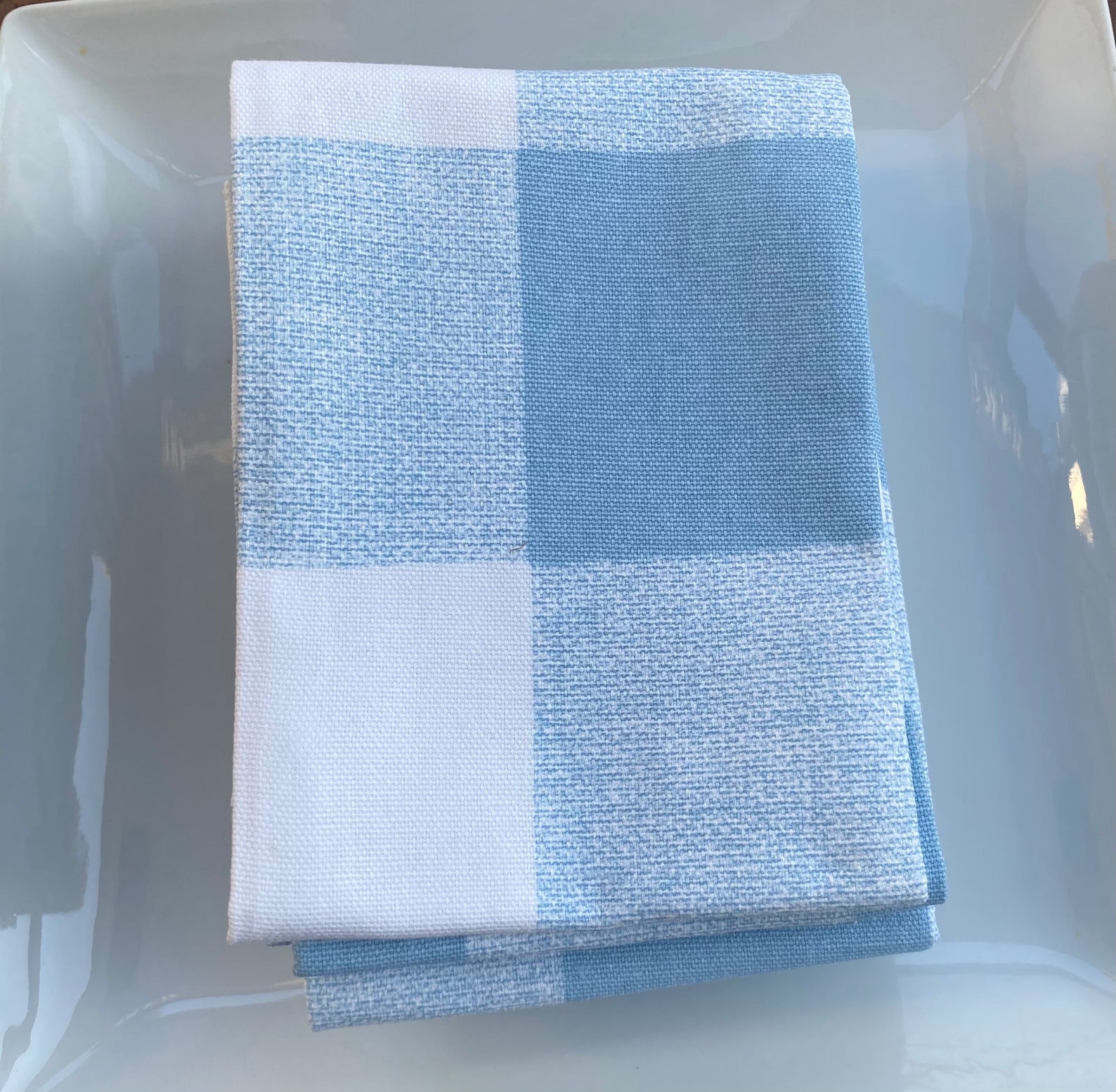 Plaid Napkins Cashmere Blue and White Napkins Buffalo | Etsy