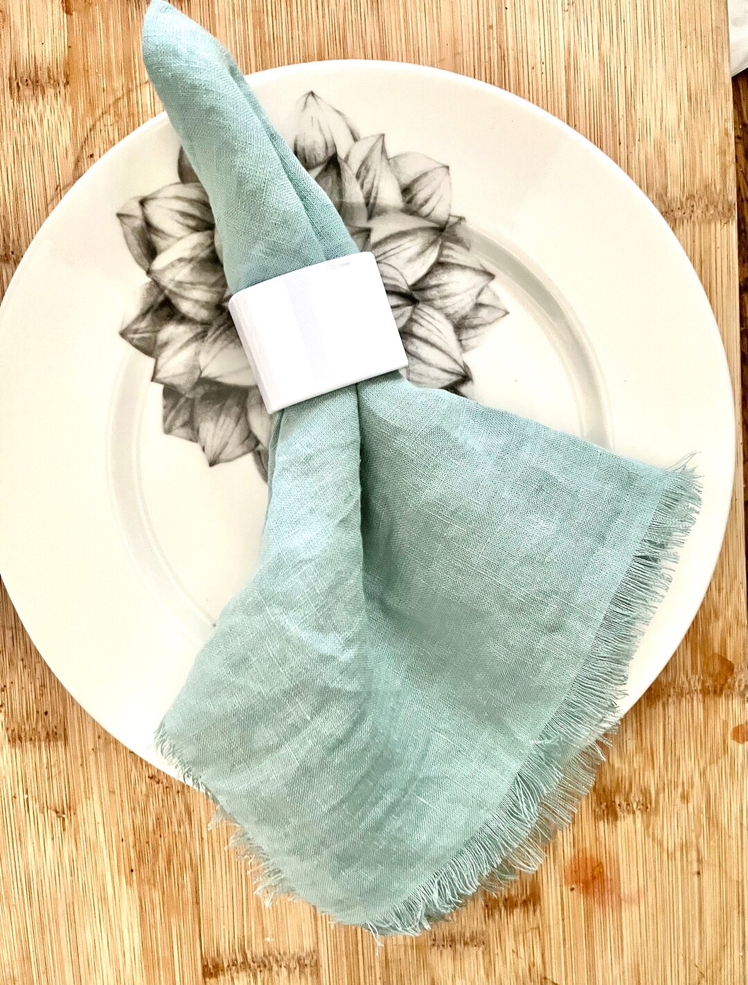 Mint Linen Napkins: Frayed Edge Farmhouse Napkin - Etsy