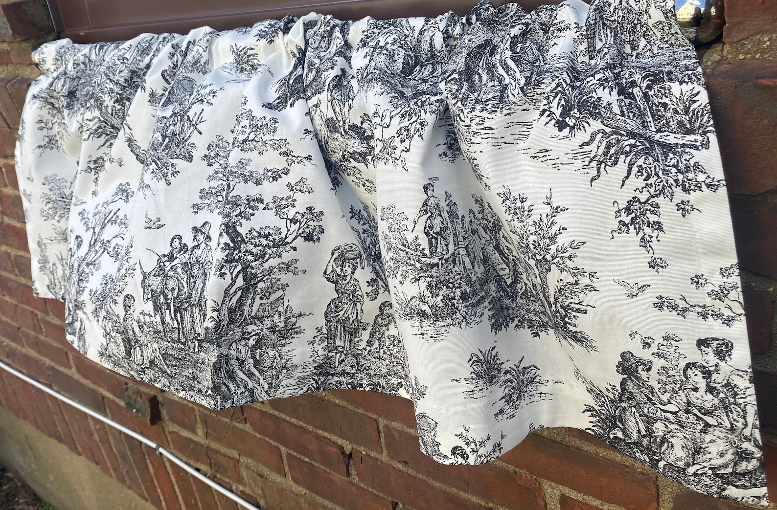 Black and white Window Valance Window Toppers Toile Valance | Etsy