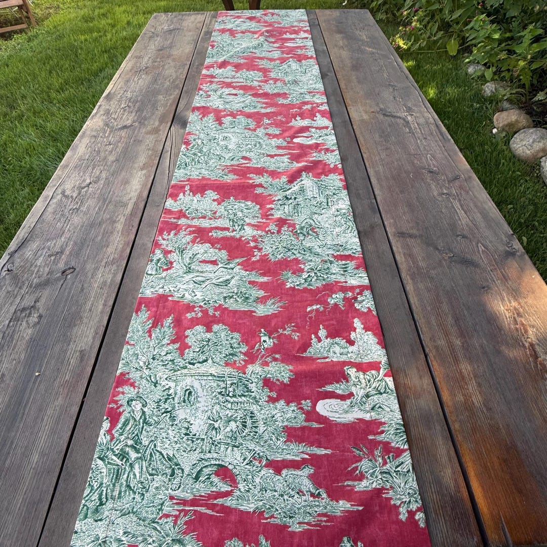 Red Toile Table Runner - Extra Long Christmas Table Decor - Etsy